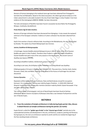 Mock paper#1 Model Answer - UPPSC/UPPCS Mains Test Series 2021 | PDF