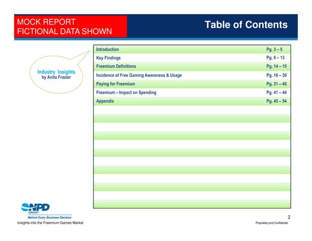 Mock Report Insights Into The Freemium Games Market | PPT