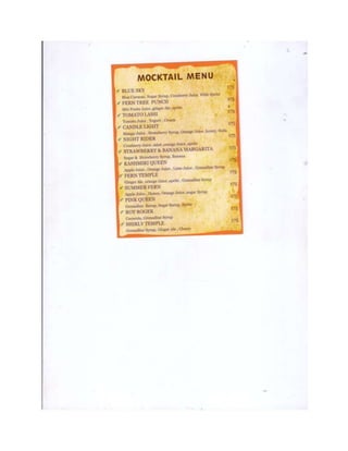 Mocktail menu | DOCX