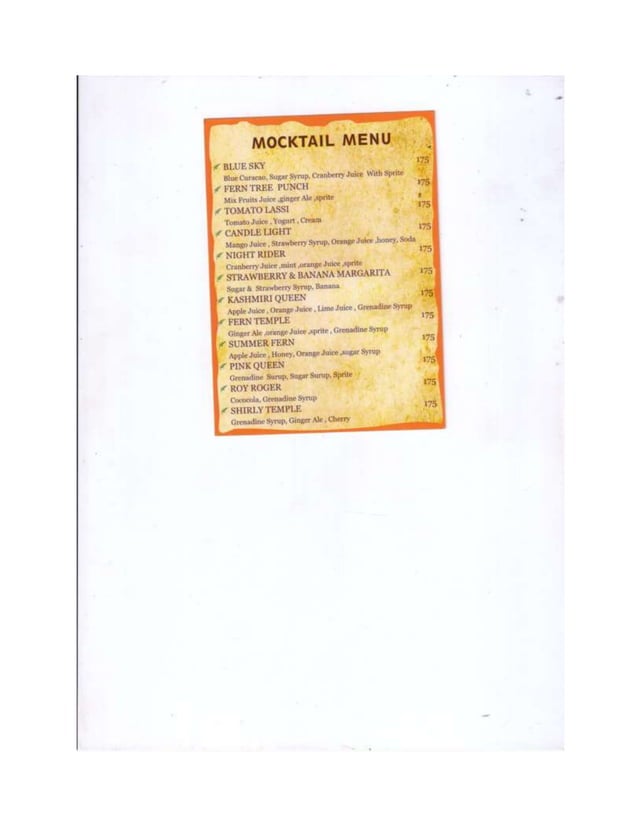 Mocktail menu | DOCX