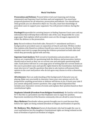Mock trial roles | DOCX