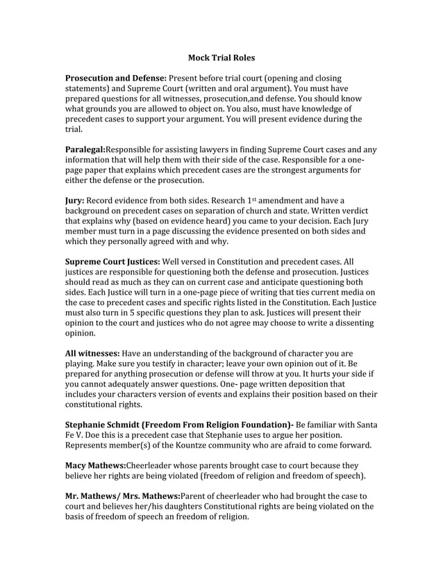 Mock trial roles | PDF