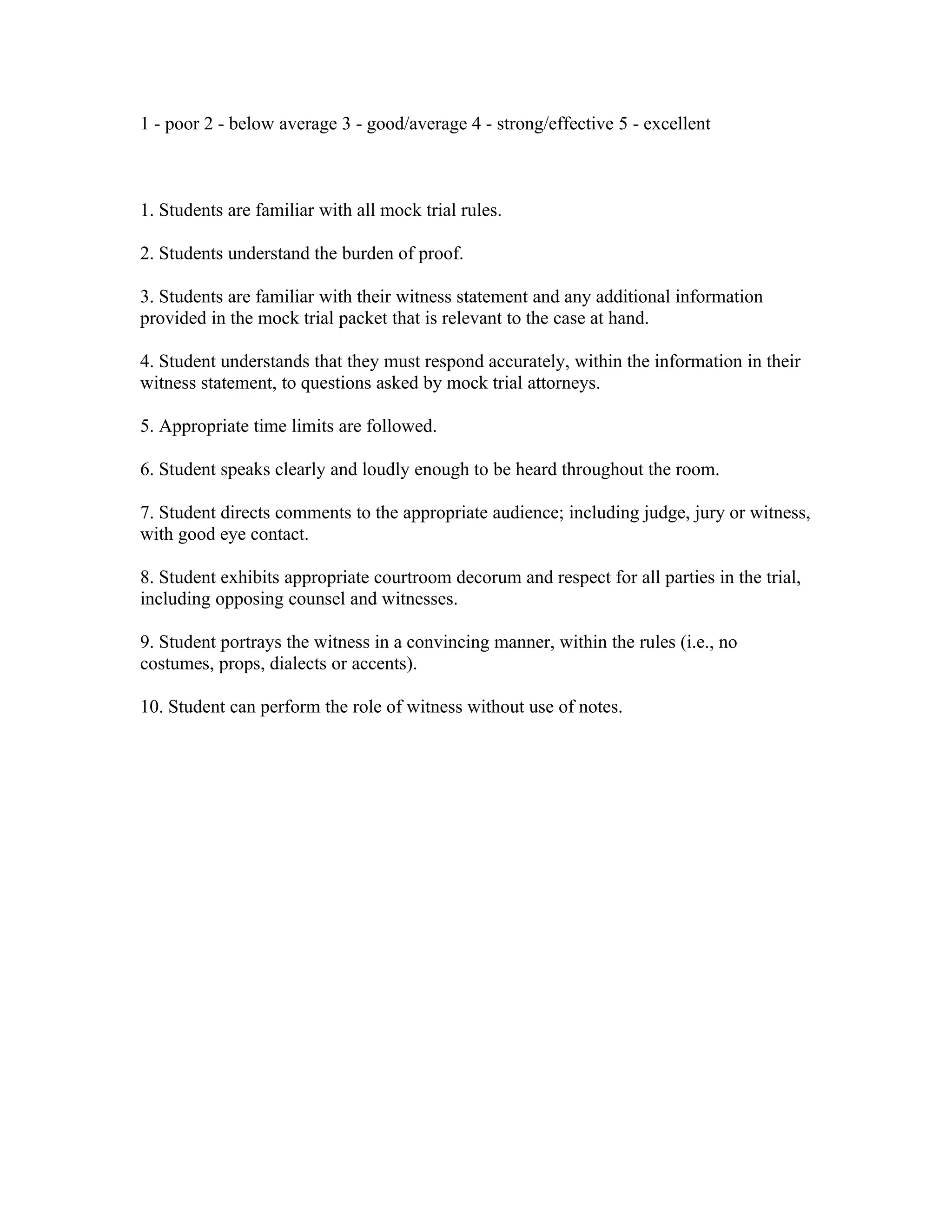 Mocktrial rubric | DOC