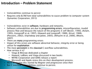 C Overflows Vulnerabilities Exploit Taxonomy And Evaluation on Static Analysis Tools - Mock Viva ...