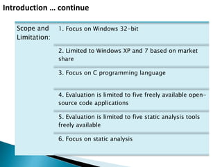 C Overflows Vulnerabilities Exploit Taxonomy And Evaluation on Static Analysis Tools - Mock Viva ...