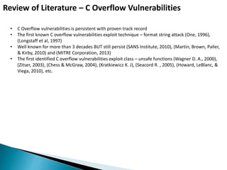 C Overflows Vulnerabilities Exploit Taxonomy And Evaluation on Static Analysis Tools - Mock Viva ...