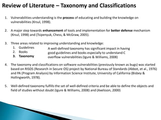 C Overflows Vulnerabilities Exploit Taxonomy And Evaluation on Static Analysis Tools - Mock Viva ...