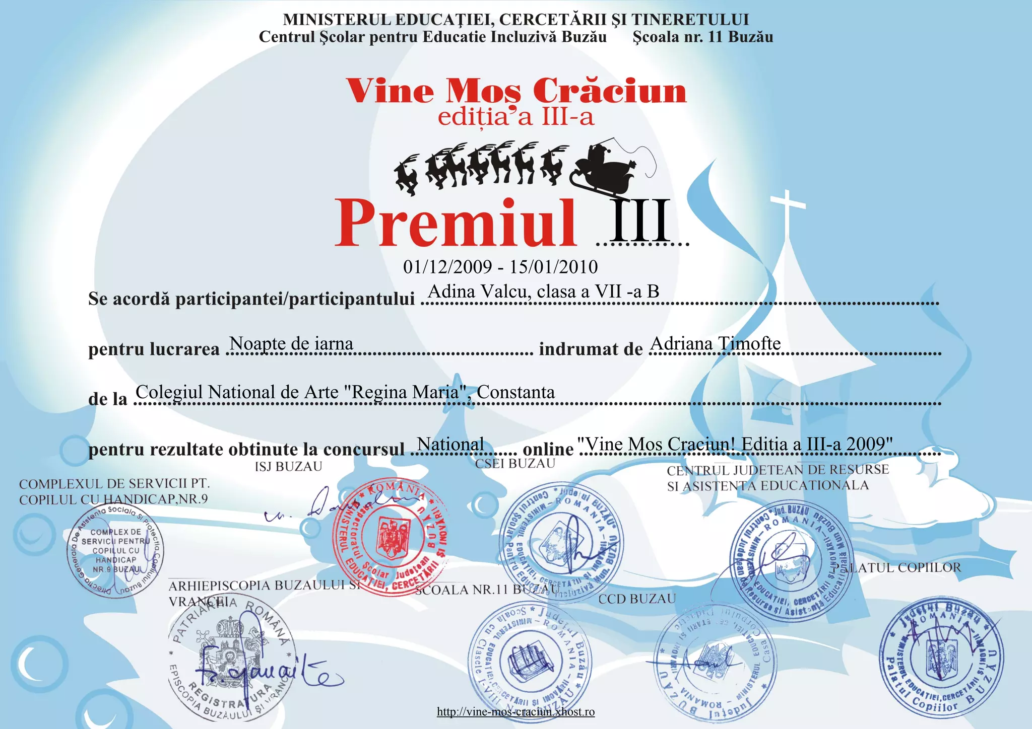 Diploma Premiul III, Valcu Adina | PDF