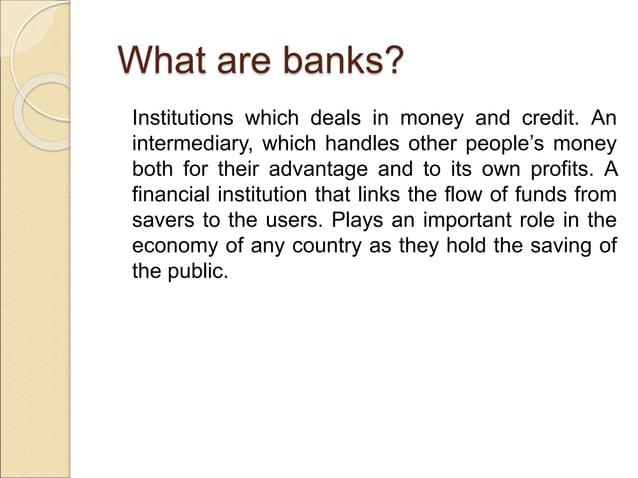 Introduction to banking | PPT | Business Banking & Finance | Business