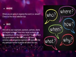 Event Management- Introduction, types, 5Cs and 5Ws | PPTX