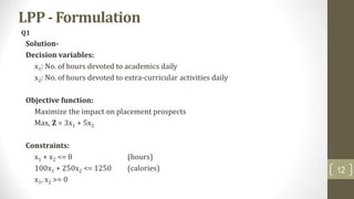 Operations Research- LPP formulation with examples | PPT
