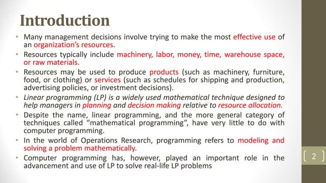 Operations Research- LPP formulation with examples | PPT