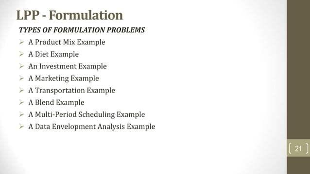 Operations Research- LPP formulation with examples | PPT