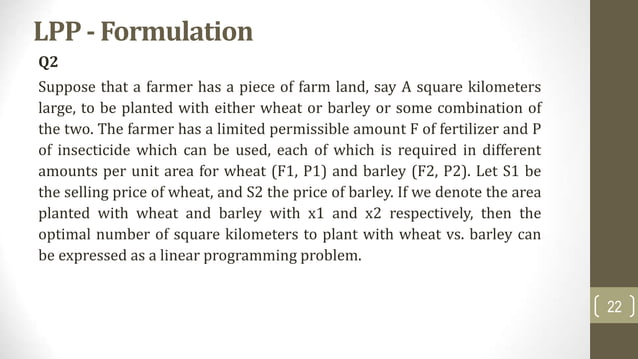 Operations Research- LPP formulation with examples | PPT