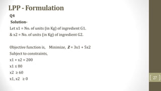 Operations Research- LPP formulation with examples | PPT