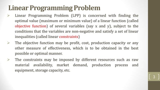 Operations Research- LPP formulation with examples | PPT