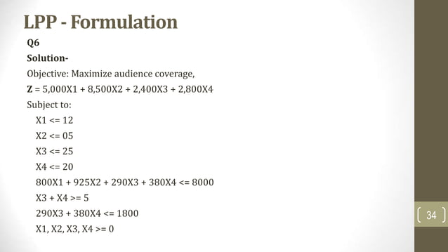 Operations Research- LPP formulation with examples | PPT