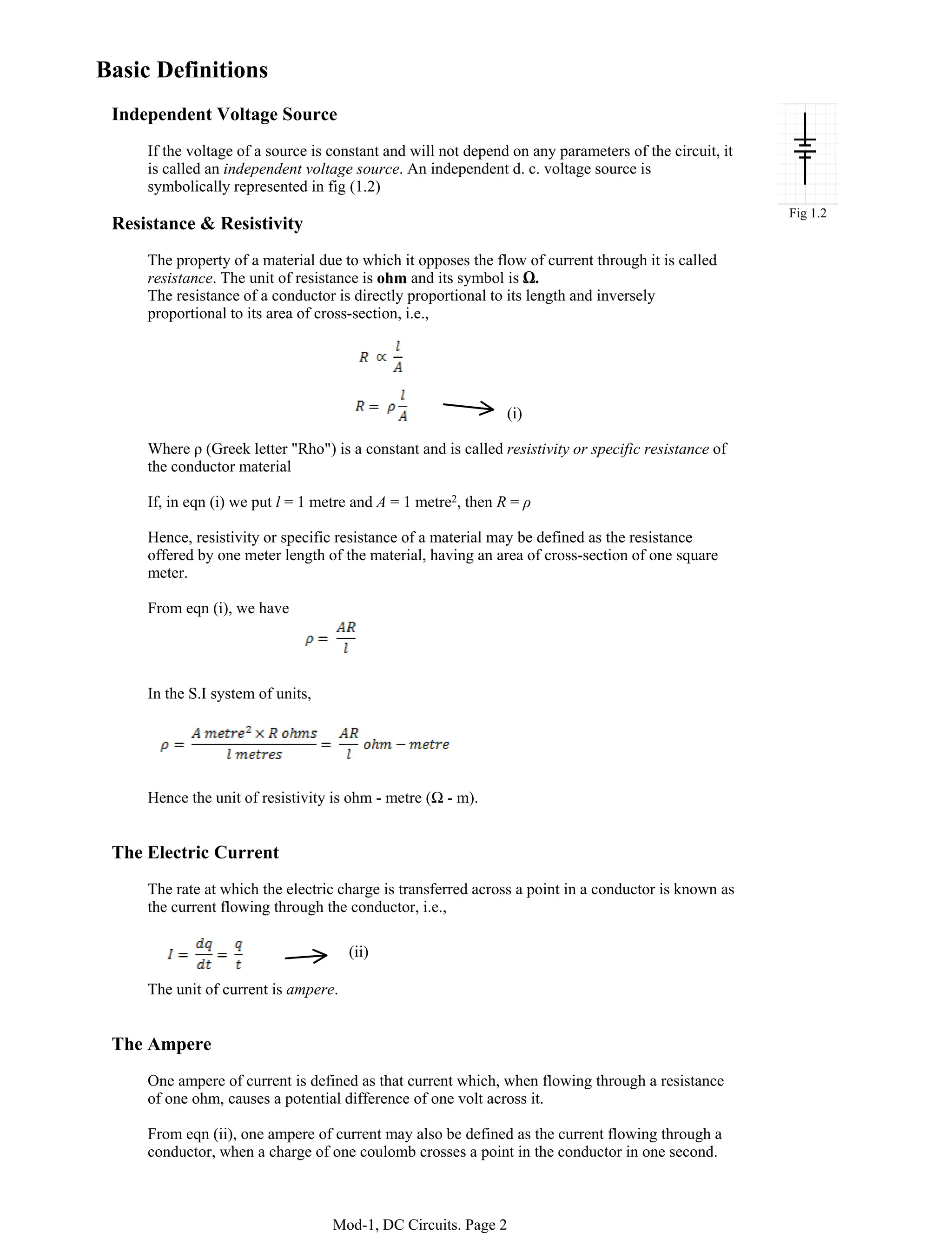 Mod-1, DC Circuits.pdf electrical engineering | PDF
