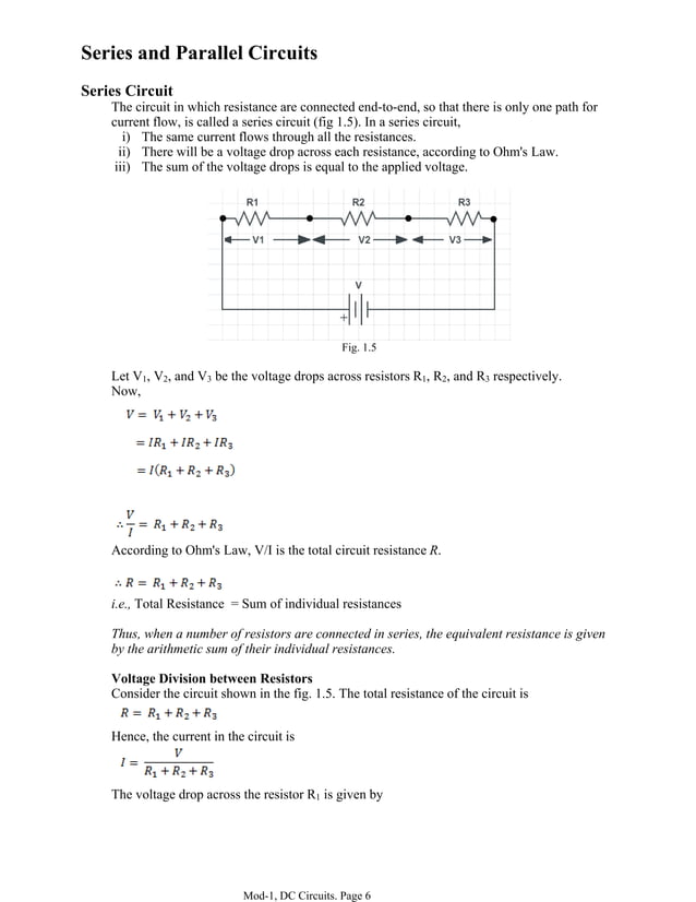 Mod-1, DC Circuits.pdf electrical engineering | PDF