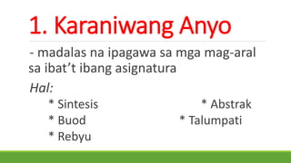 Mod. 1 - Akademikong Sulatin.pptx Pagsulat ng Filipino sa Piling Larang ...