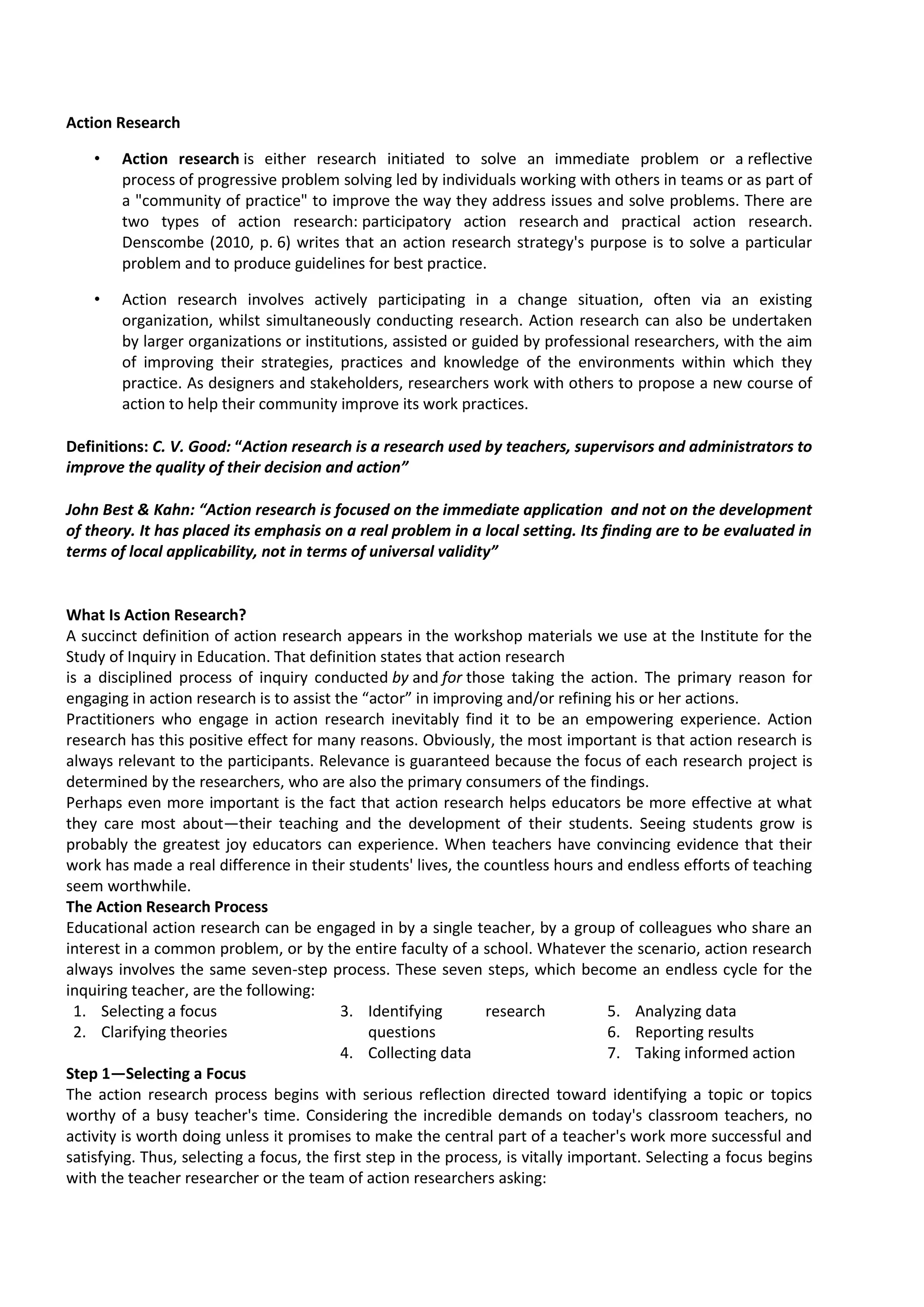 Fundamental vs applied vs action research | PDF