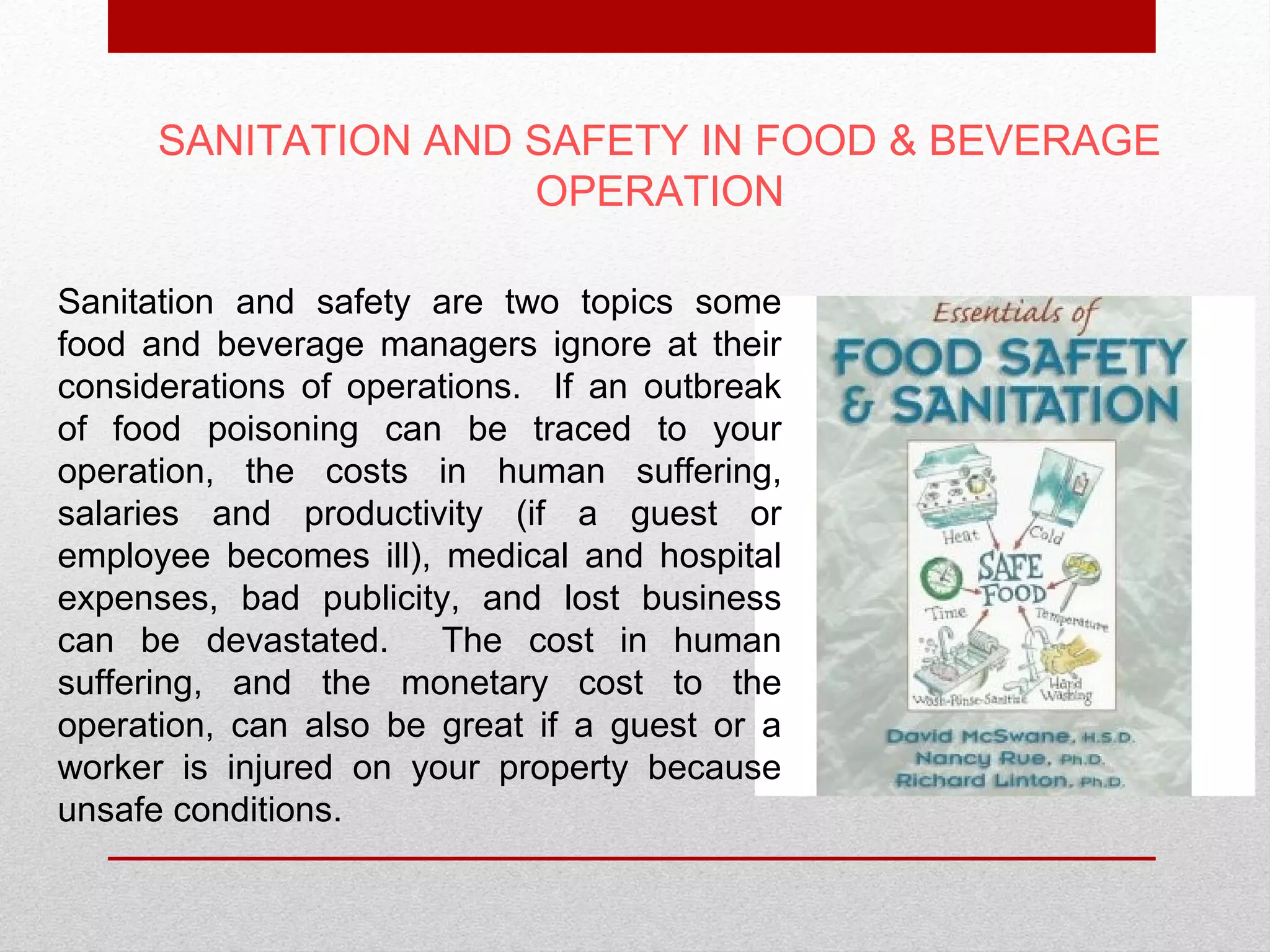 SANITATION AND SAFETY IN FOOD & BEVERAGE OPERATION | PPT