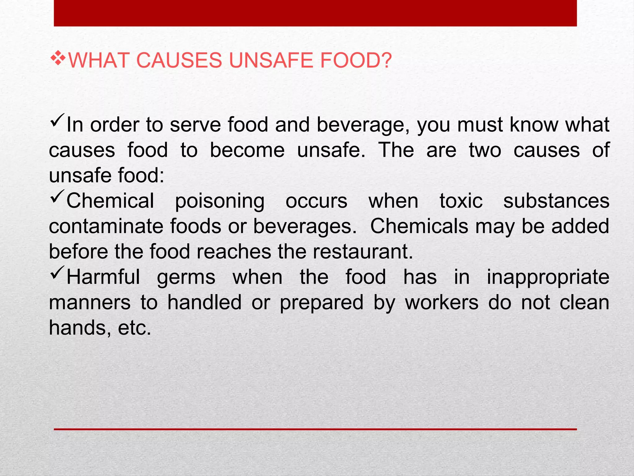 SANITATION AND SAFETY IN FOOD & BEVERAGE OPERATION | PPT