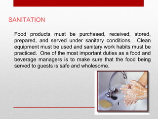 SANITATION AND SAFETY IN FOOD & BEVERAGE OPERATION | PPT