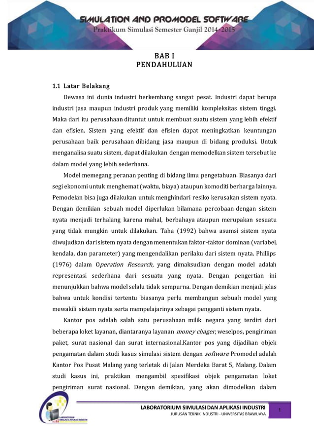 Simulasi dengan menggunakan ProModel Software | DOCX