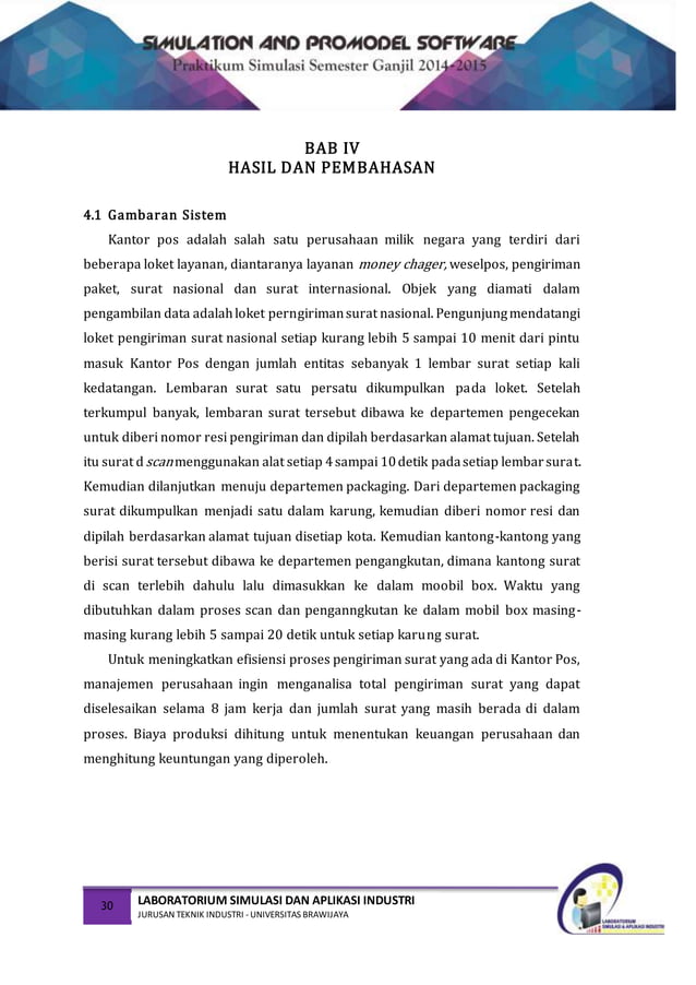 Simulasi dengan menggunakan ProModel Software | DOCX