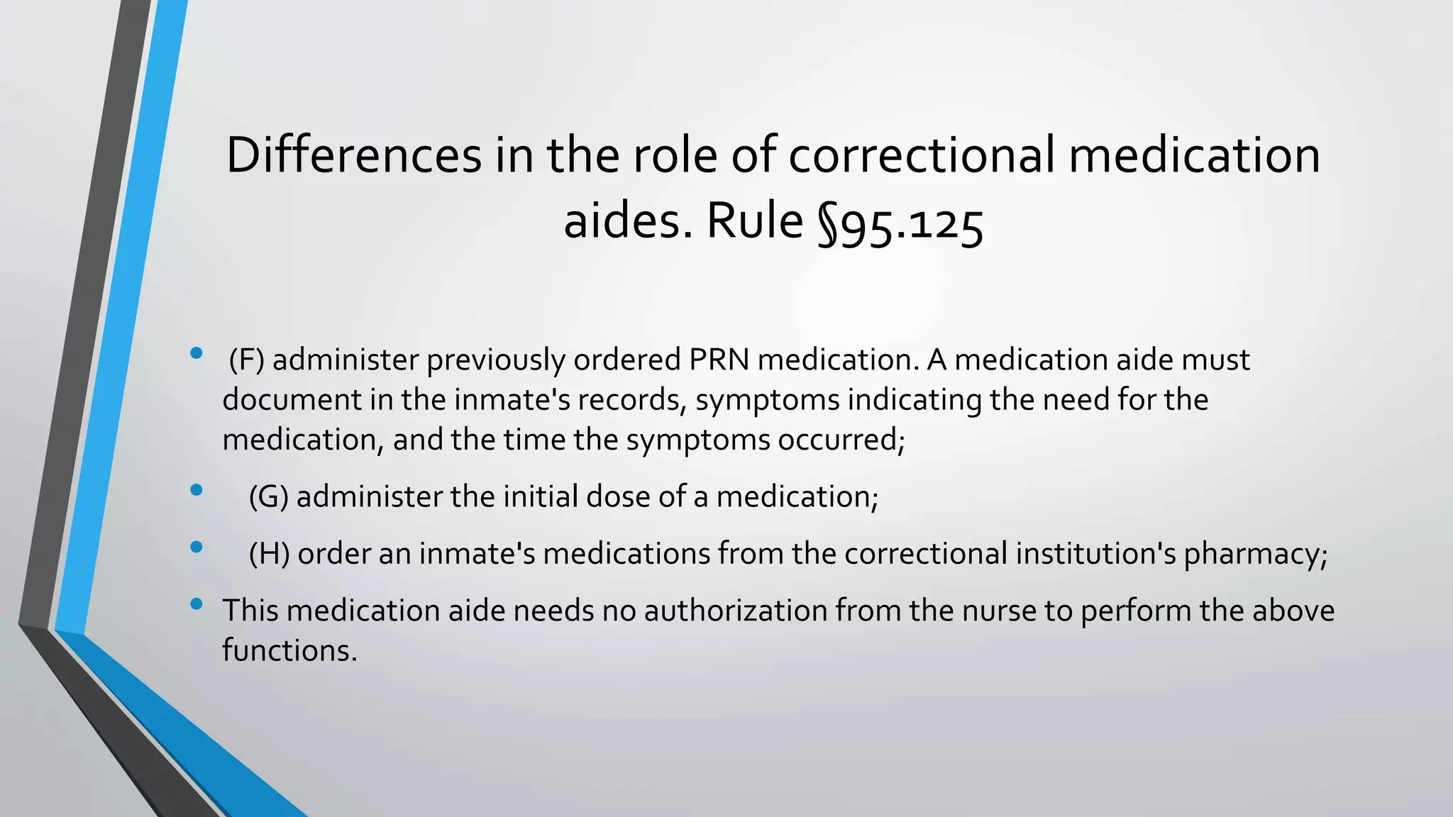 Allowable and Prohibited Practice of the Medication Aide. | PPTX