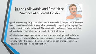 Allowable and Prohibited Practice of the Medication Aide. | PPTX