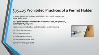 Allowable and Prohibited Practice of the Medication Aide. | PPTX