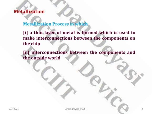 Metallization | PDF | Chemistry | Science