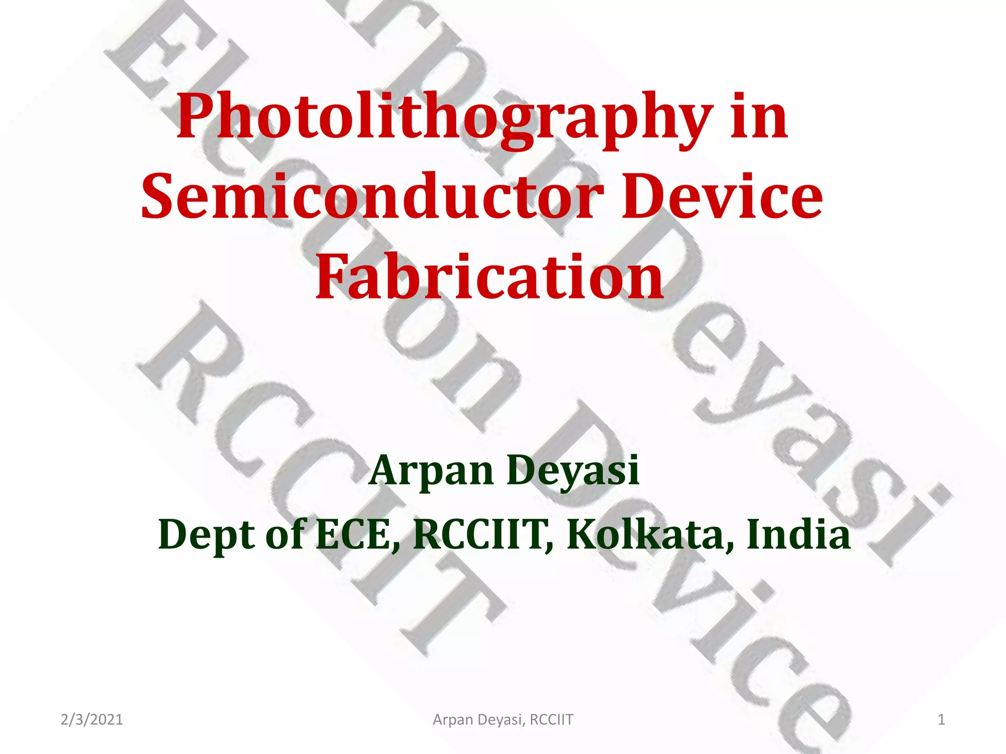 Photolithography | PDF
