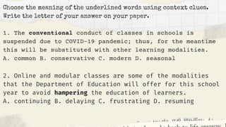 CONTEXT CLUES GRADE 8 POWERPOINT LESSON WITH SAMPLES DEPED | PPTX