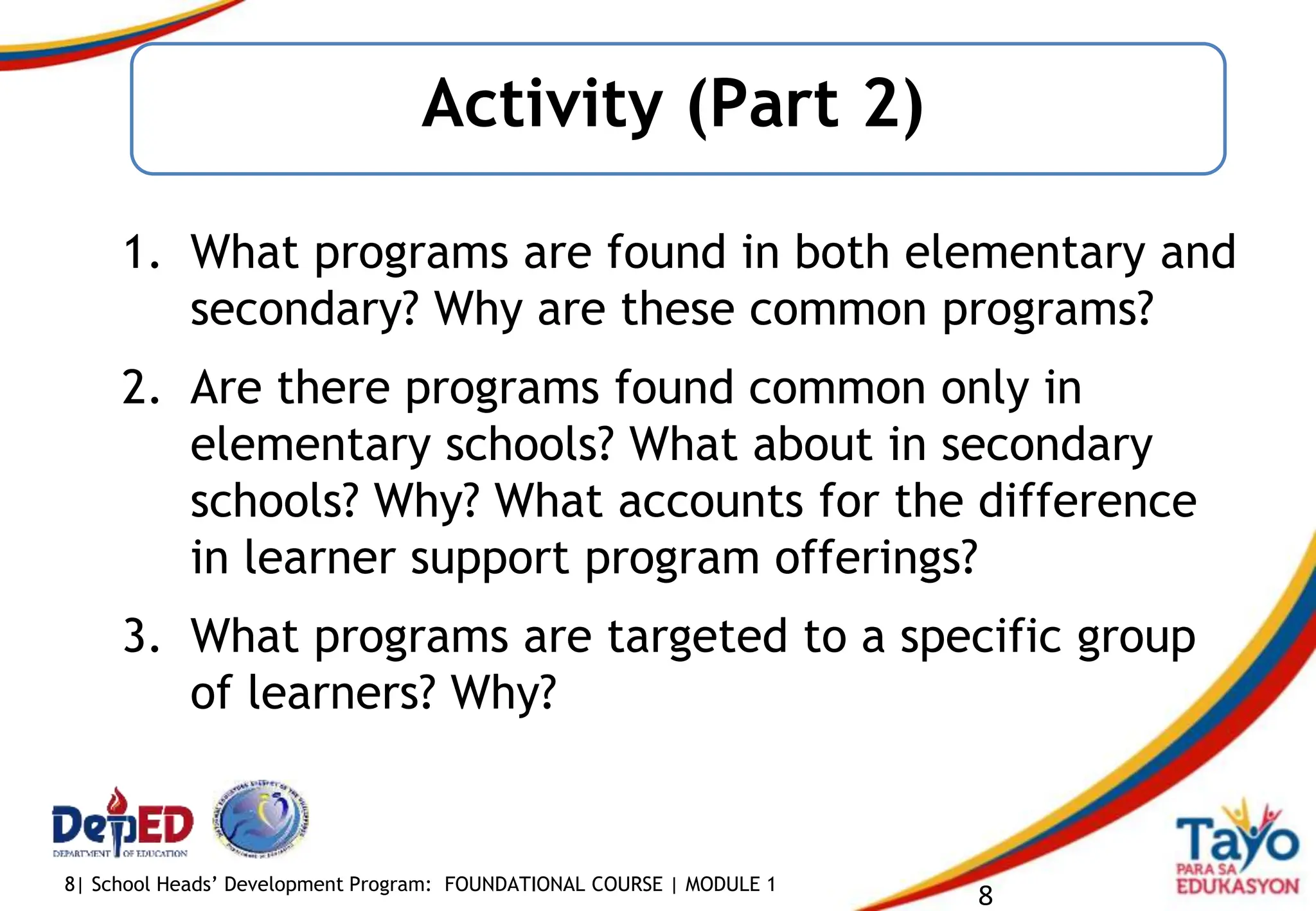 Module 1- 4 Learners' Support Program for K to 12 Learners | PPTX