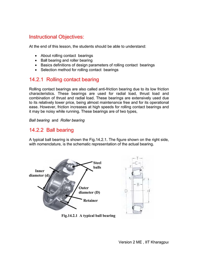 Rolling Contact bearing | PDF | Physics | Science