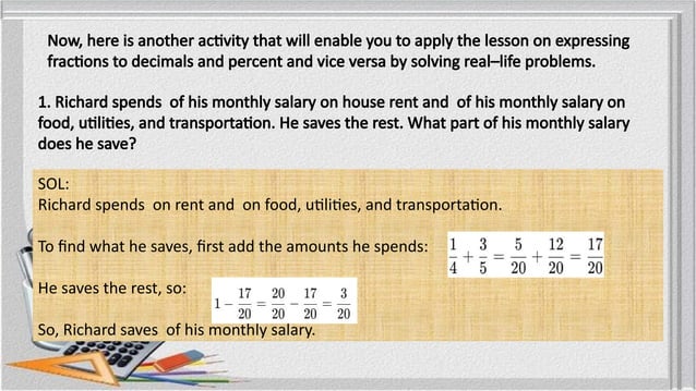 BUSINESS MATH Q1 MODULE 1 Expressing Fractions to Decimals and Percent ...