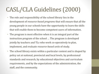 Mod 1 the role of the teacher librarian and the school | PPTX