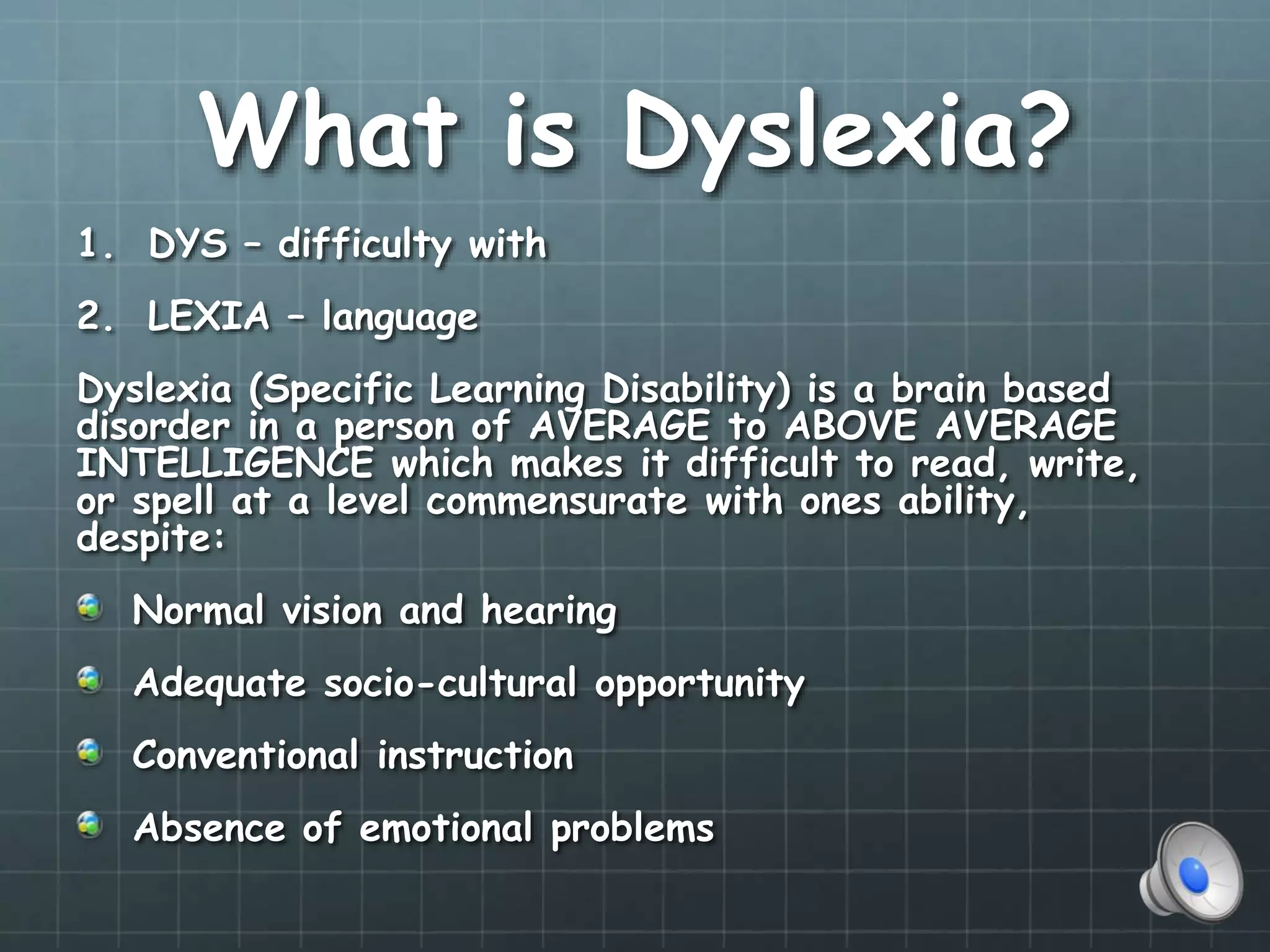 Mod 2 overview of dyslexia | PPTX | Brain and Nervous System Disorders ...