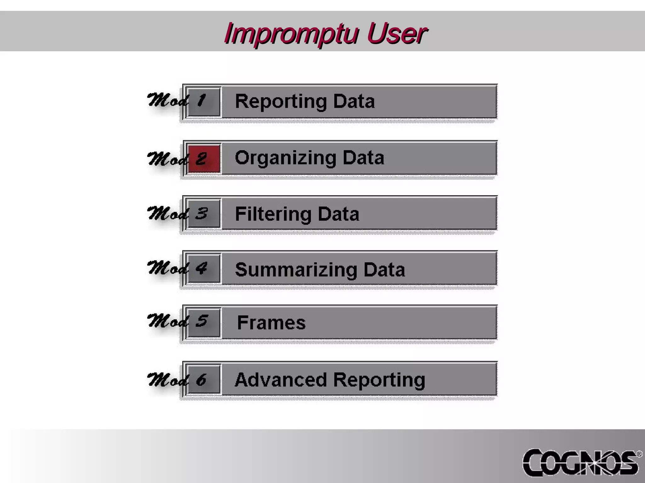 cognos module 2 organizing data | PPT