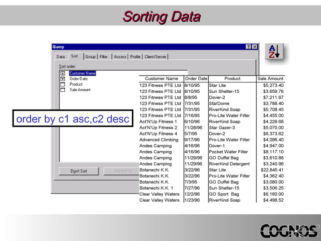 cognos module 2 organizing data | PPT | Technology & Computing