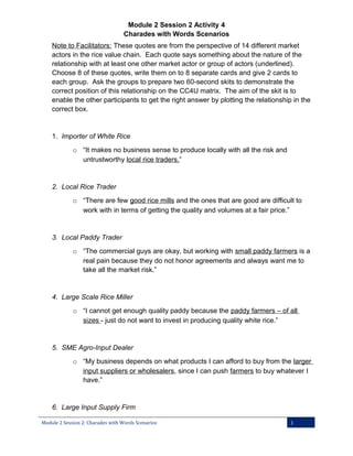 USAID Module 2: Charades Scenarios Activity | DOC