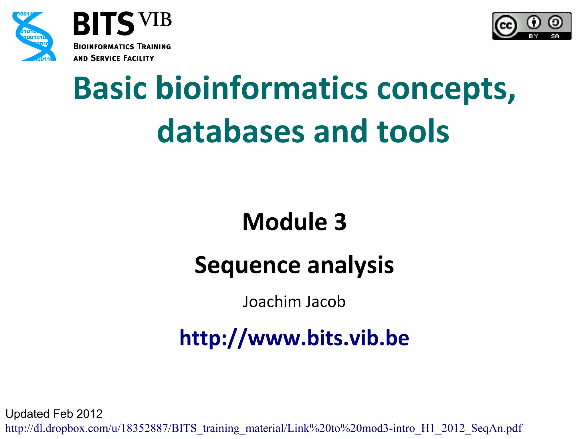 BITS: Basics of sequence analysis | PDF