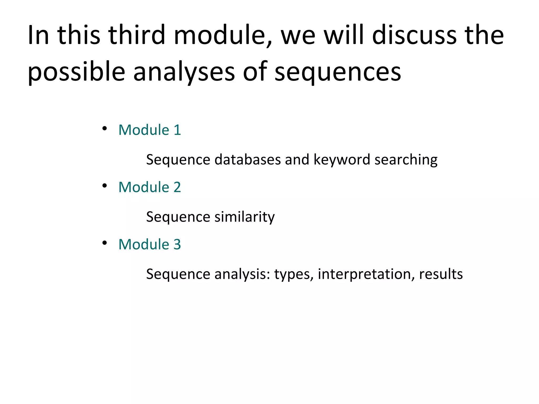 BITS: Basics of sequence analysis | PDF