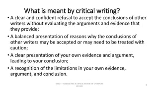 MOD 3 – CONDUCTING A CRITICAL REVIEW OF LITERATURE REVIEW.pptx