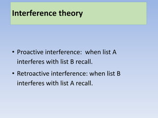 Mod 3 forgetting interference theory | PPTX