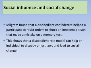 Mod 3 social influence and social change | PPT