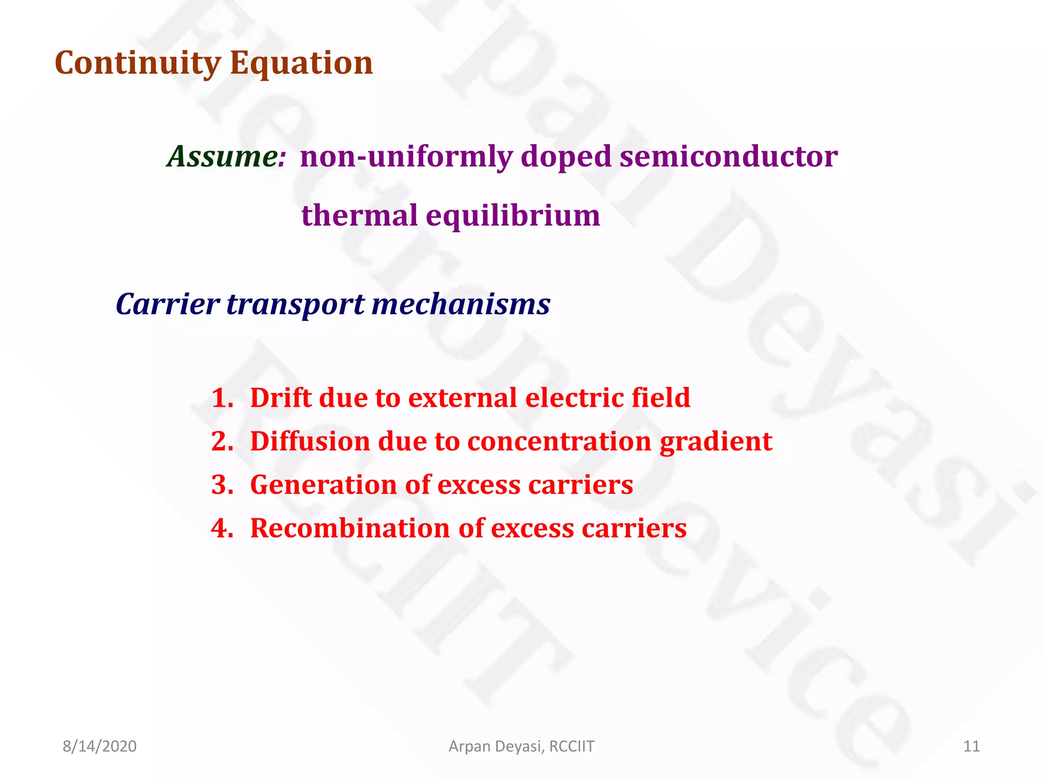 Generation and Recombination related to Carrier Transport | PDF